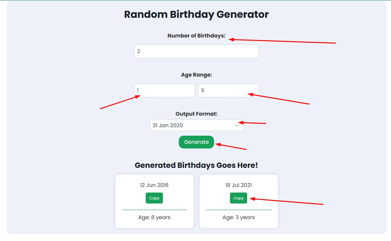 Random Birthday Generator - Generate Fake Birthdays With Age